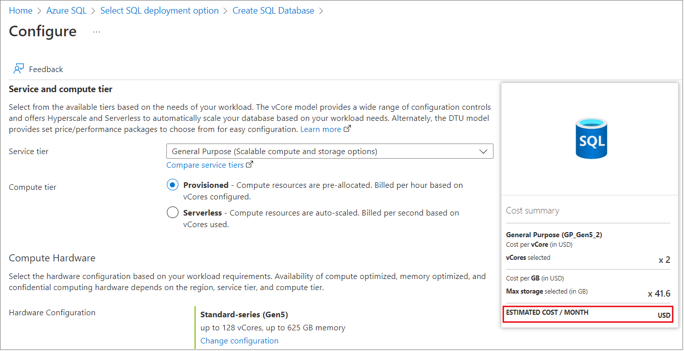 Планирование затрат и управление ими Azure Sql Database Microsoft Learn