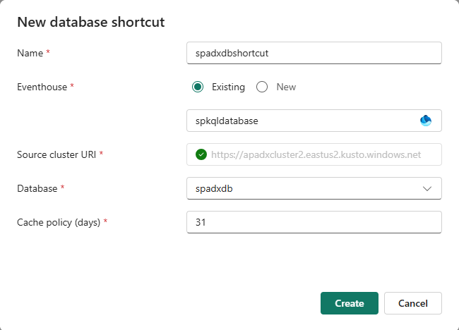 Создание ярлыка базы данных для базы данных Azure Data Explorer Microsoft Fabric Microsoft Learn