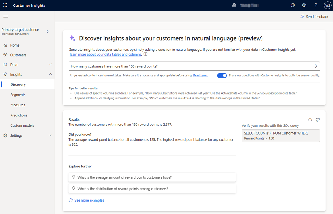 Ha en dialog med data med Copilot i Customer Insights (förhandsversion ... Ha en dialog med data med Copilot i Customer Insights (förhandsversion ...