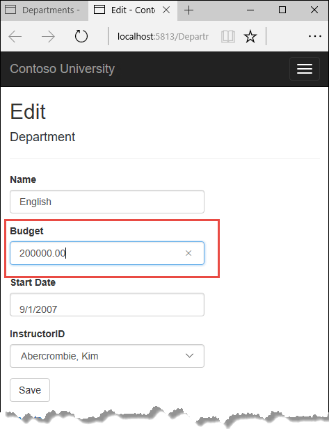 Tutorial Handle Concurrency Aspnet Mvc With Ef Core Microsoft Learn