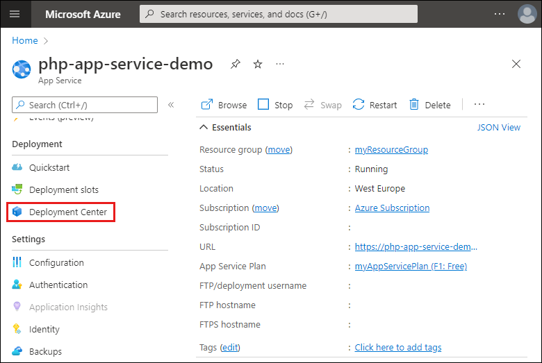 Quickstart Create A Php Web App Azure App Service Microsoft Learn