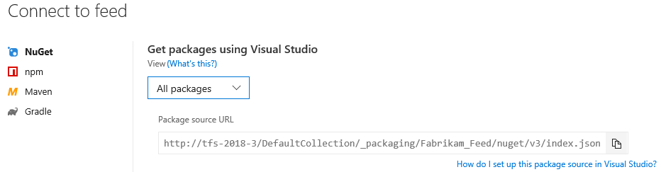 Connect To A Feed And Publish Nuget Packages Nuget Exe Azure