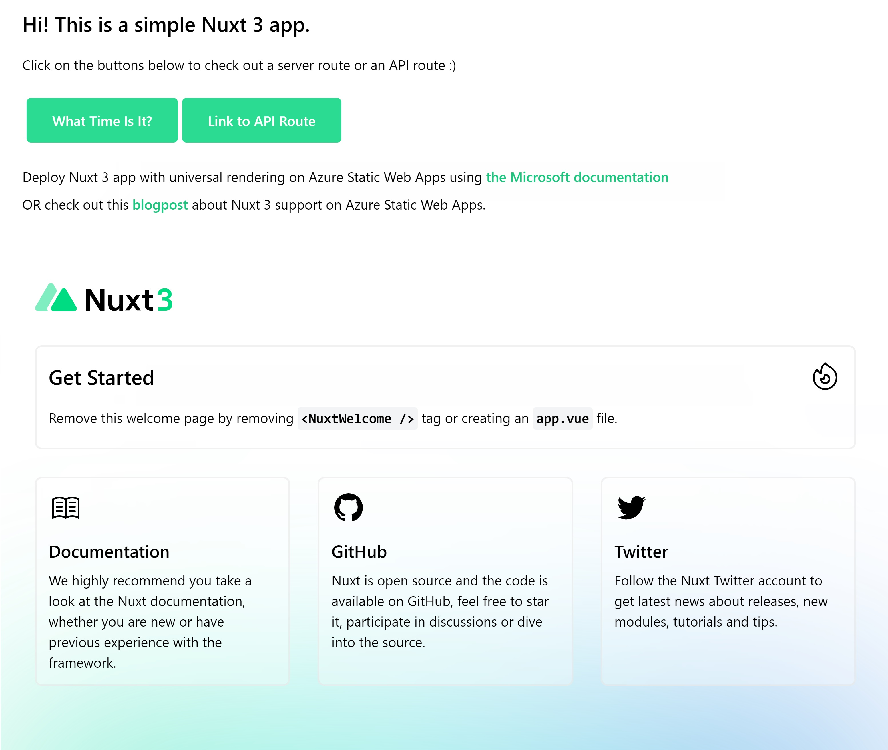 Tutorial Deploy Nuxt Sites With Universal Rendering On Azure Static Web Apps Microsoft Learn