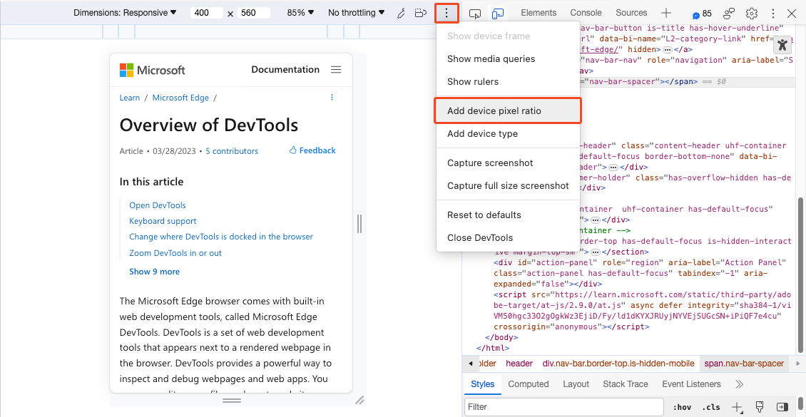 Emulate Mobile Devices Device Emulation Microsoft Edge Developer Documentation Microsoft Learn