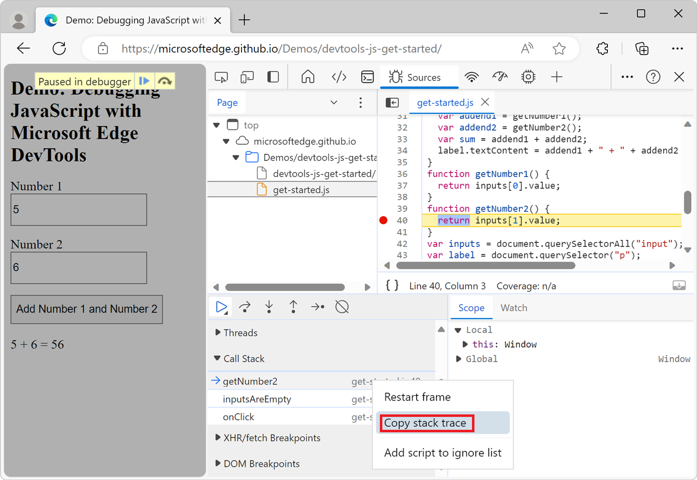 JavaScript debugging features - Microsoft Edge Developer documentation ...