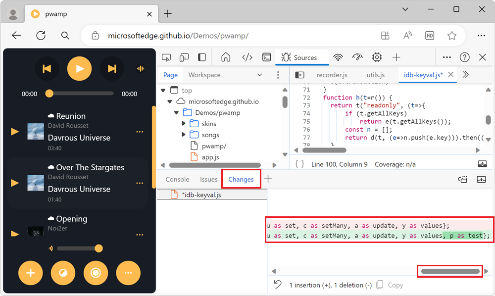 Track changes to files using the Changes tool - Microsoft Edge Developer documentation ...
