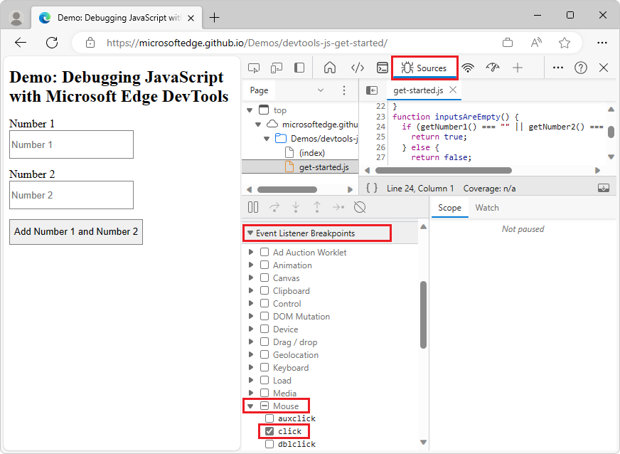 Get started debugging JavaScript - Microsoft Edge Developer documentation | Microsoft Learn