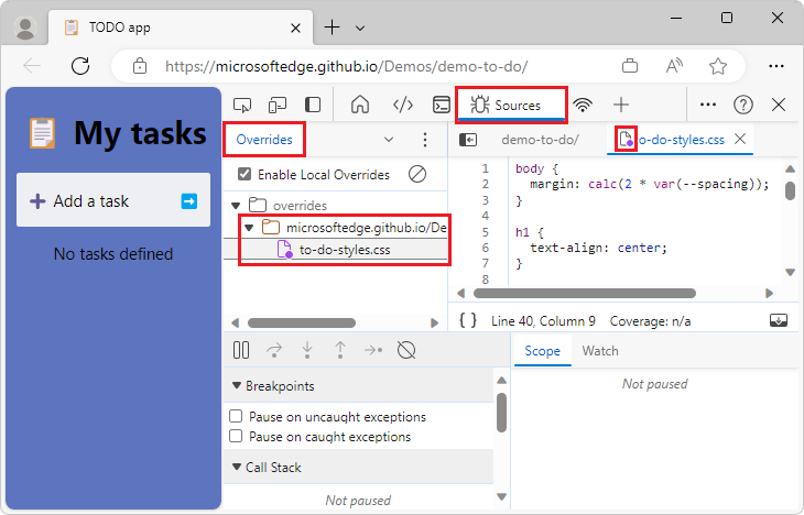 Override webpage resources with local copies (Overrides tab) - Microsoft Edge Developer ...