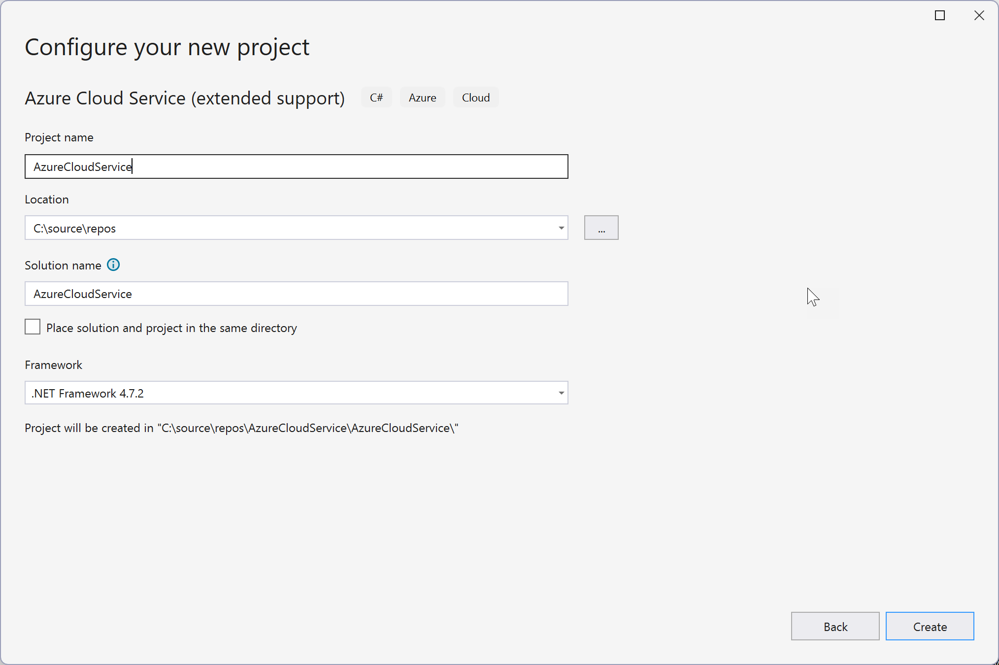 Create An Azure Cloud Services Extended Support Project Visual