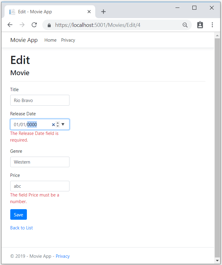 Part 6 Controller Methods And Views In Aspnet Core Microsoft Learn