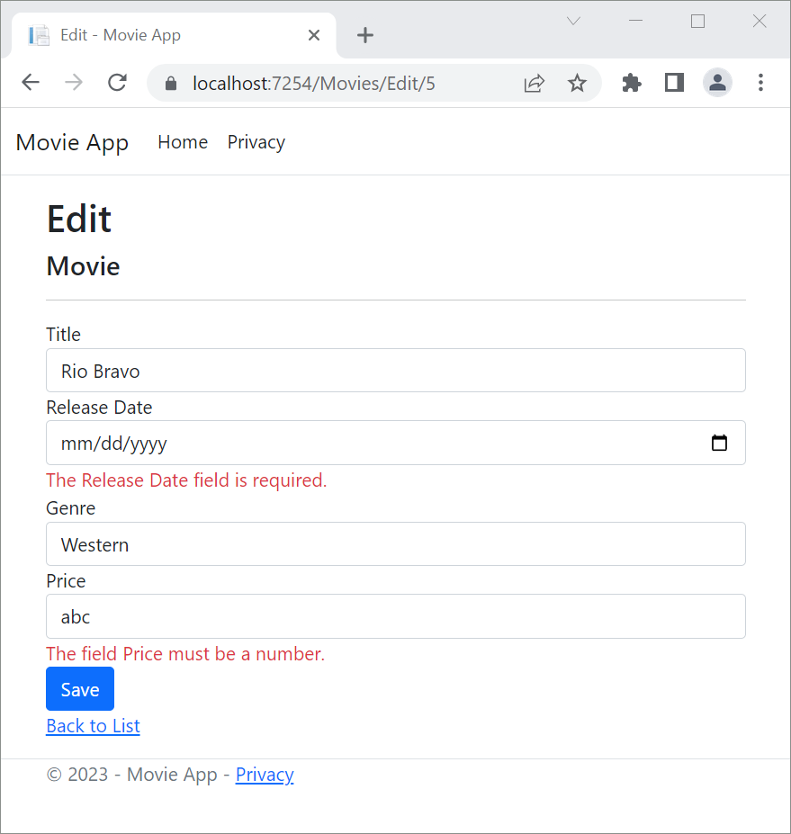 Part 6 Controller Methods And Views In Aspnet Core Microsoft Learn