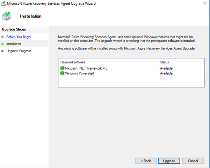 更新适用于 Azure 备份的 Microsoft Azure 恢复服务 Mars 代理 Azure Backup Microsoft Learn