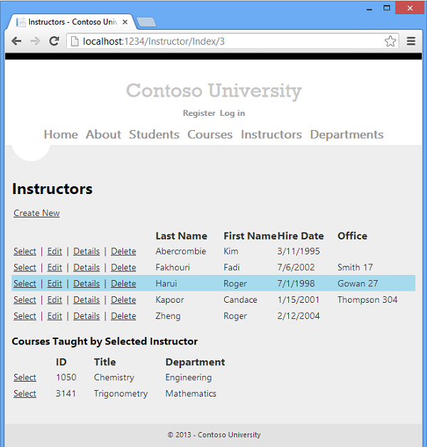使用 Aspnet Mvc 应用程序中的 Entity Framework 读取相关数据 5(共 10 个 ) Microsoft Learn