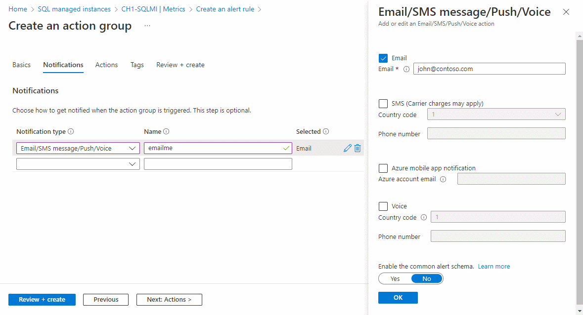 为 Azure Sql 托管实例设置警报和通知（azure 门户） Azure Sql Managed Instance Microsoft Learn