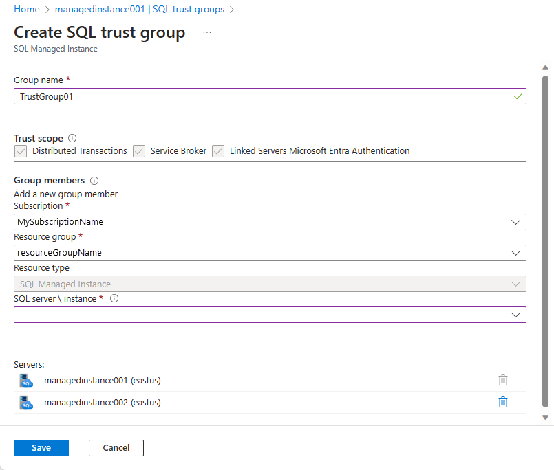 服务器信任组 Azure Sql Managed Instance Microsoft Learn
