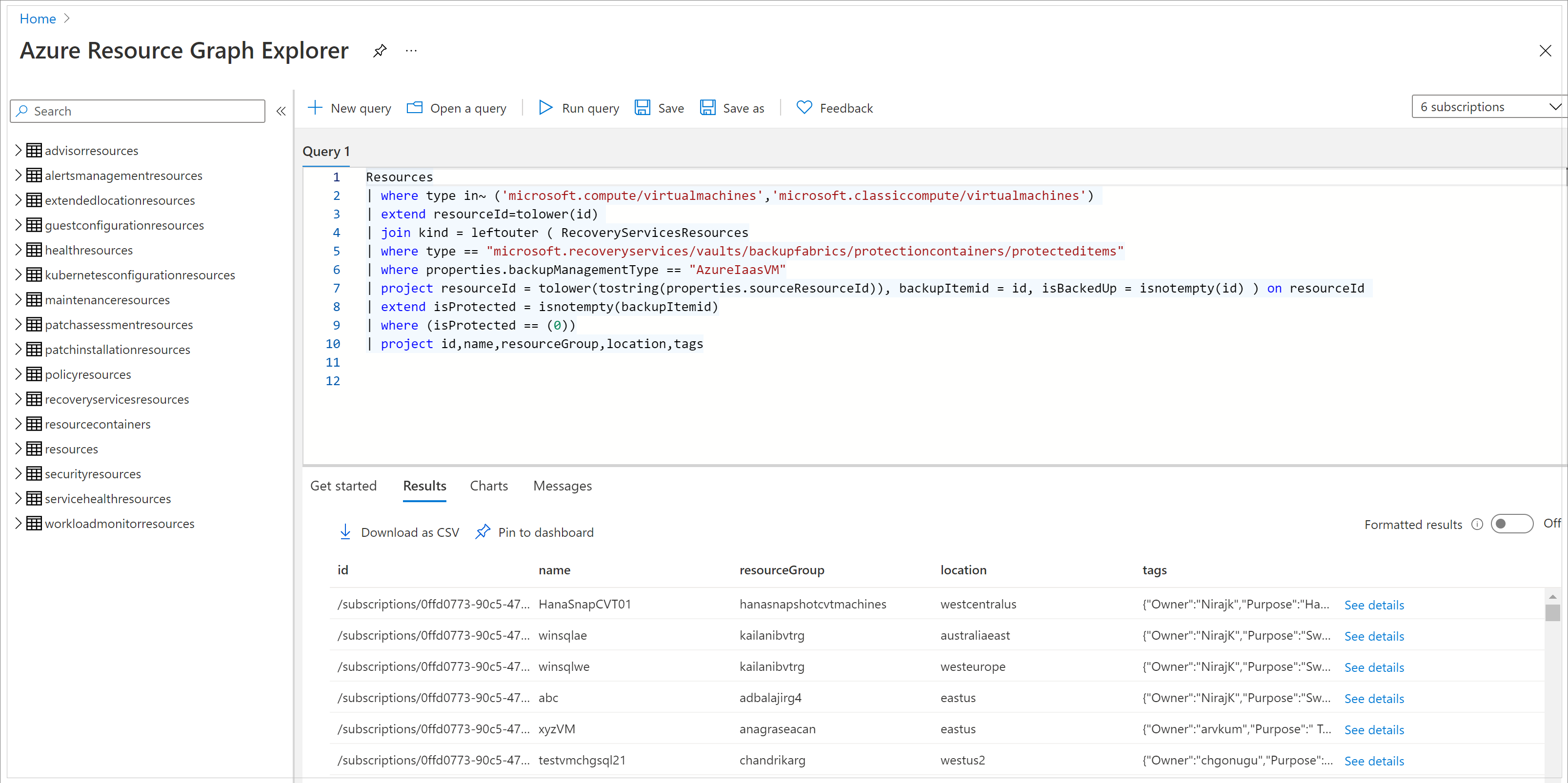 使用 Azure Resource Graph Arg 查询备份 Azure Backup Microsoft Learn