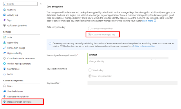 如何在 Azure Cosmos Db For Postgresql 中使用客户管理的密钥启用数据加密。 Microsoft Learn