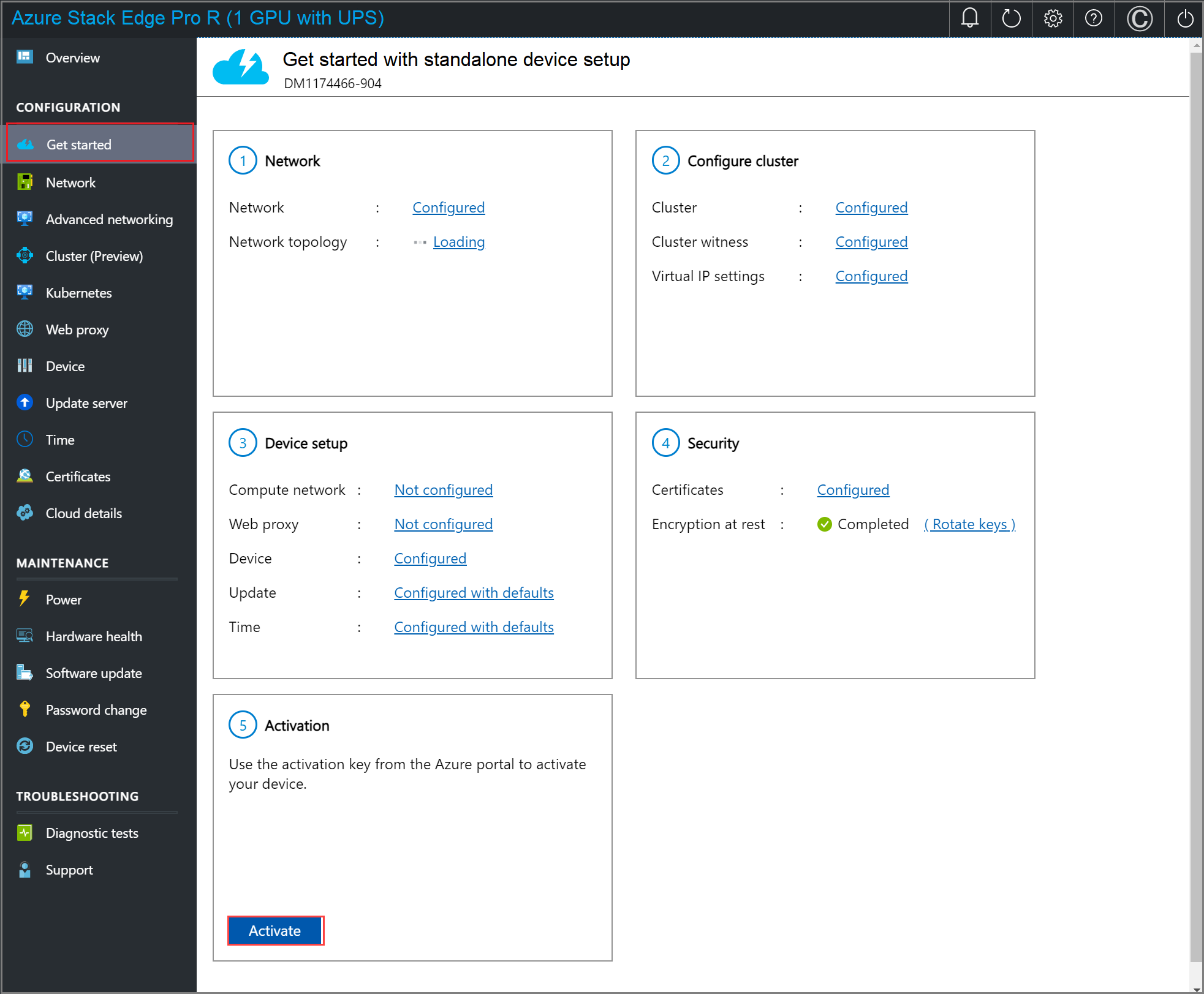教程:在 Azure 门户中激活 Azure Stack Edge Pro R 设备 | Microsoft Learn 教程:在 Azure 门户中激活 Azure Stack Edge Pro R 设备 | Microsoft Learn