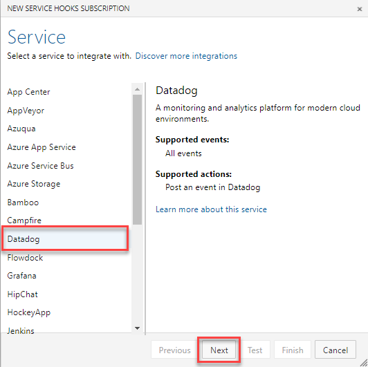 使用 Datadog 为 Azure DevOps Services 和 Azure DevOps Server 创建服务挂钩 ... 使用 Datadog 为 Azure DevOps Services 和 Azure DevOps Server 创建服务挂钩 ...