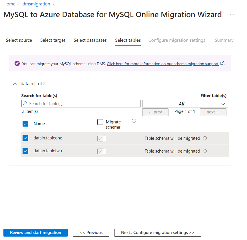 教程:通过 Azure 门户使用 Dms 从 Mysql 联机迁移到 Azure Database For Mysql 灵活服务器 Azure Database Migration