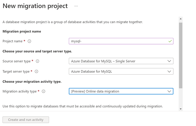 教程:通过 Azure 门户使用 Dms 将 Azure Database For Mysql 单一服务器联机迁移到灵活服务器 Azure Database Migration