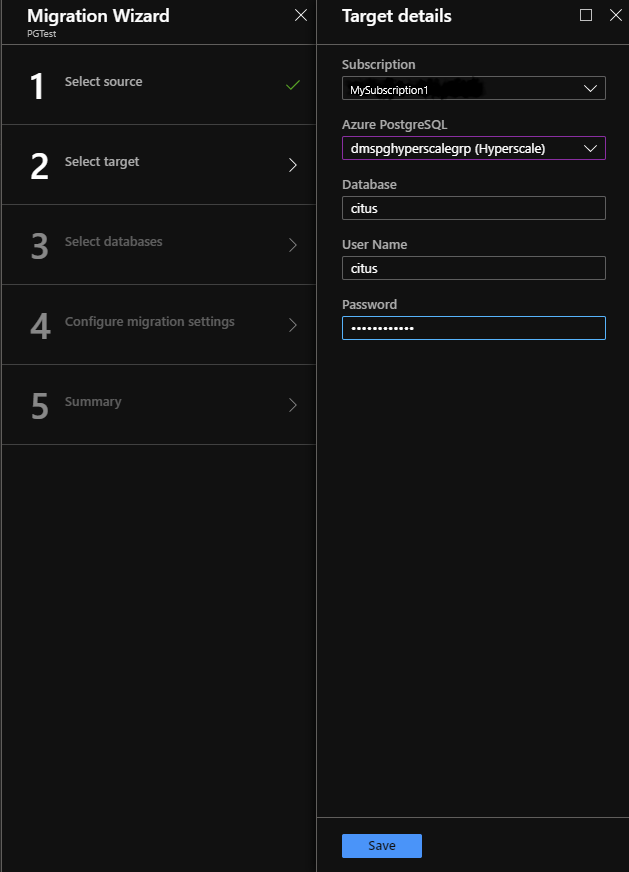 教程:通过 Azure 门户将 Postgresql 迁移到 Azure Db For Postgresql Azure Database Migration Service