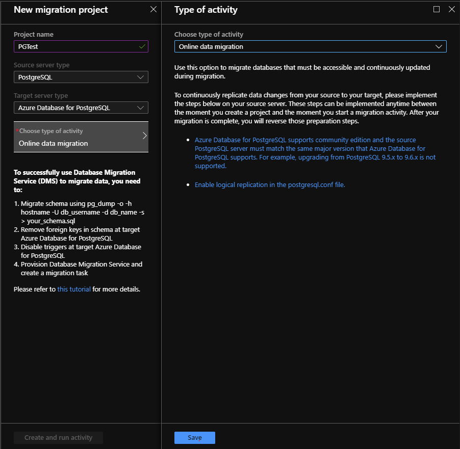 教程:通过 Azure 门户将 Postgresql 迁移到 Azure Db For Postgresql Azure Database Migration Service