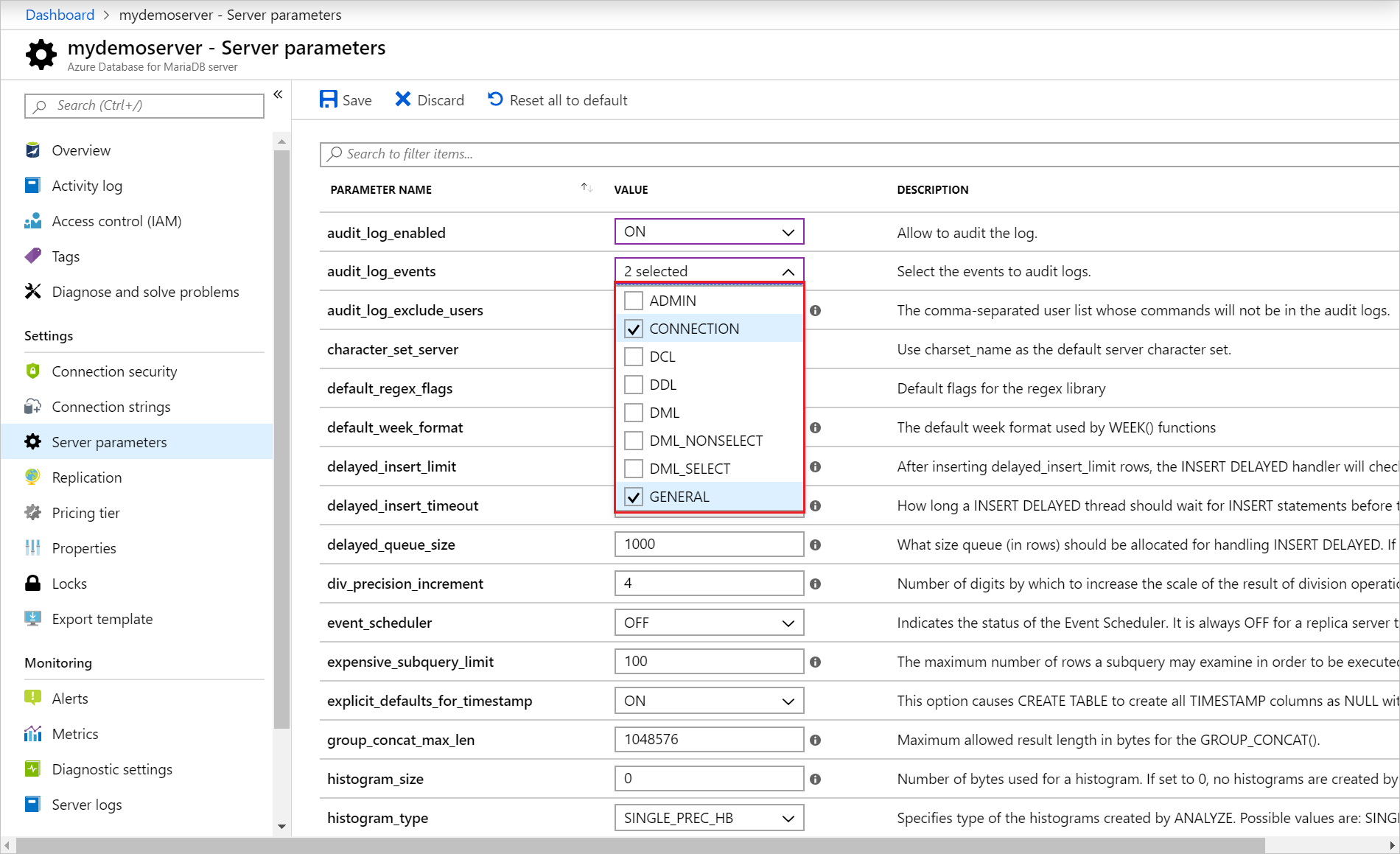 访问审核日志 - Azure 门户 - Azure Database for MariaDB | Microsoft Learn 访问审核日志 - Azure 门户 - Azure Database for MariaDB | Microsoft Learn