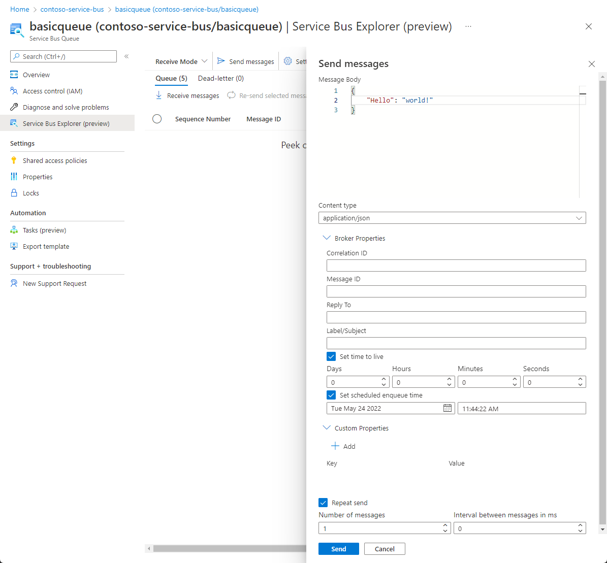 使用 Azure Service Bus Explorer 运行数据操作 Azure Service Bus Microsoft Learn