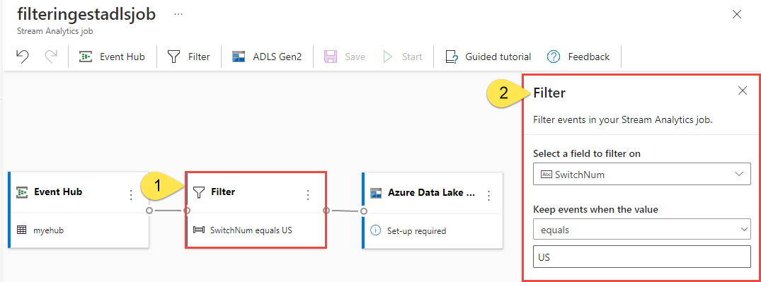 使用流分析无代码编辑器筛选和引入到 Azure Data Lake Storage Gen2 Azure Stream Analytics Microsoft Learn