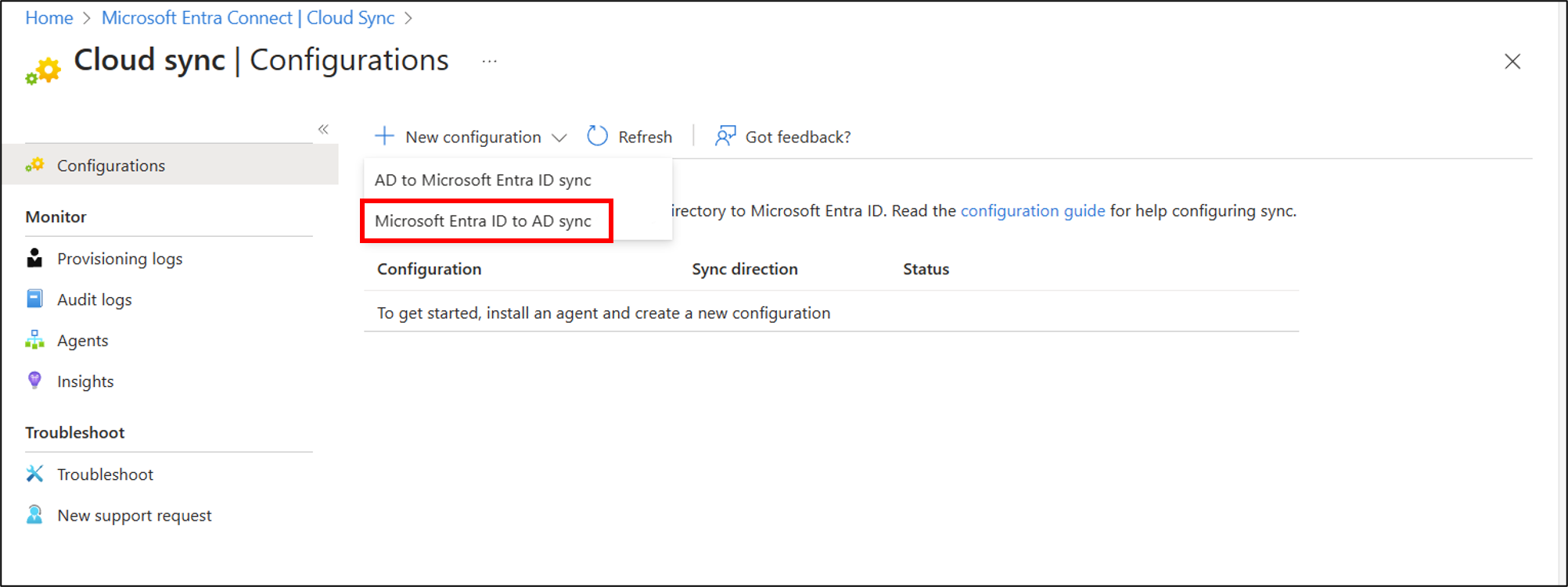 配置 使用 Microsoft Entra Cloud Sync 将 Microsoft Entra Id 预配到 Active Directory Microsoft Entra