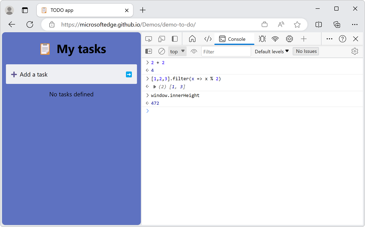 在控制台中运行 Javascript Microsoft Edge Developer Documentation Microsoft Learn