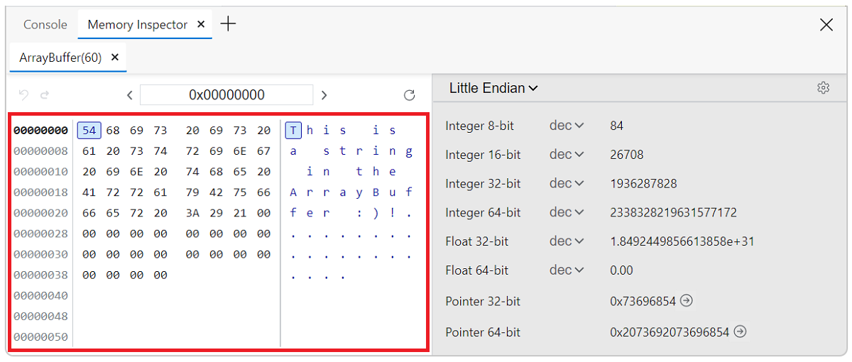 使用内存检查器工具检查 Javascript Arraybuffer Microsoft Edge Developer Documentation Microsoft Learn
