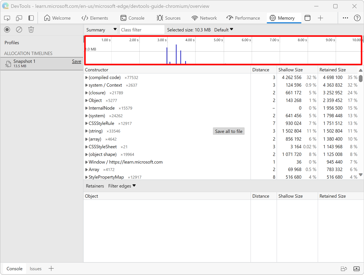 对时间线 时间线上的分配”分析类型使用分配检测 Microsoft Edge Developer Documentation Microsoft Learn