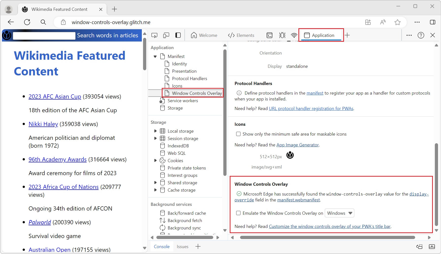 在不安装 Pwa 的情况下模拟窗口控件覆盖 Api Microsoft Edge Developer Documentation Microsoft Learn
