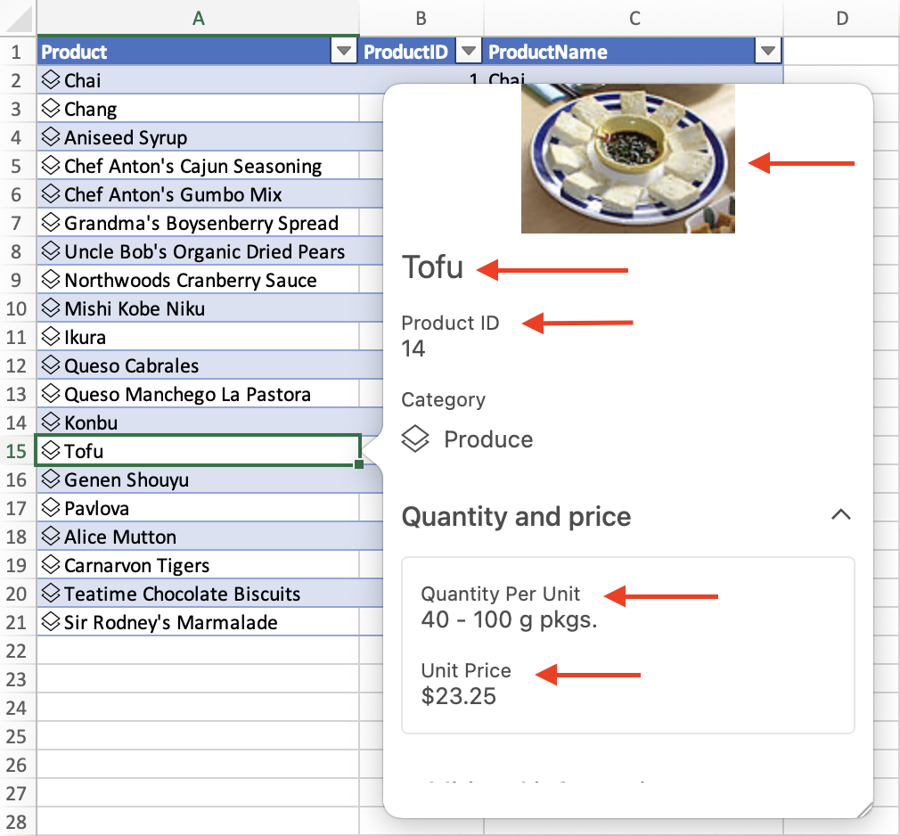 Excel Javascript Api 数据类型实体值卡 Office Add Ins Microsoft Learn