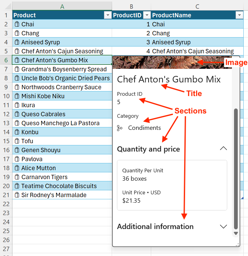 Excel Javascript Api 数据类型实体值卡 Office Add Ins Microsoft Learn