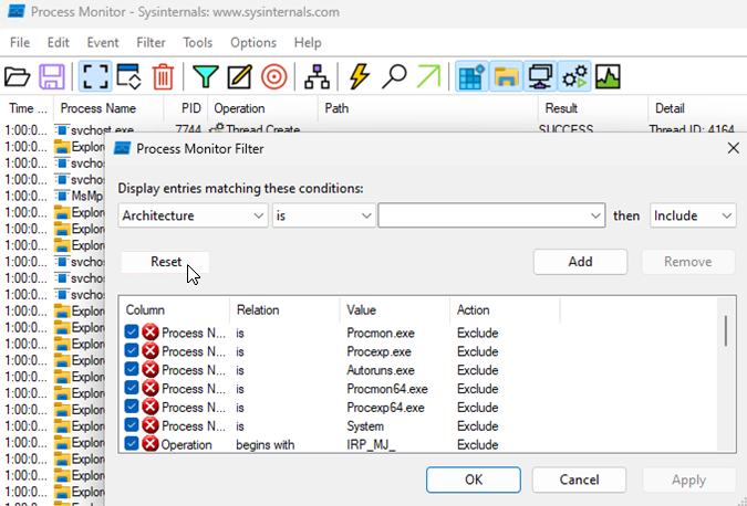 使用进程监视器对应用程序无法启动进行故障排除 Windows Client Microsoft Learn