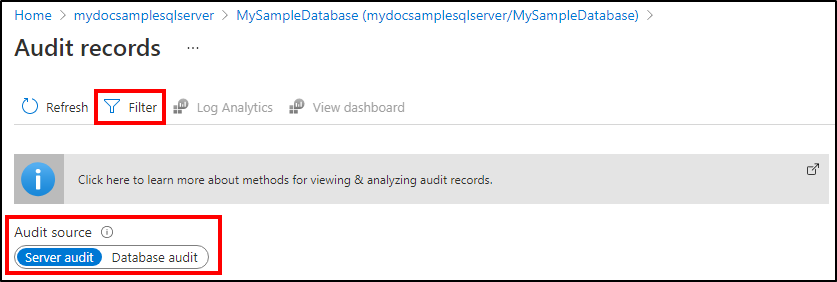 使用稽核來分析稽核記錄和報告 Azure Sql Database And Azure Synapse Analytics Microsoft Learn