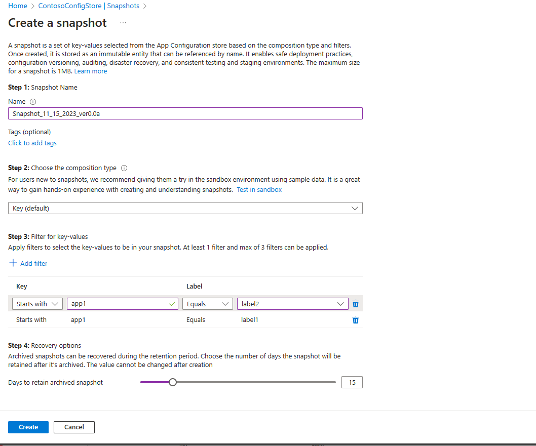 如何在 Azure 應用程式組態中管理和使用快照集 Microsoft Learn
