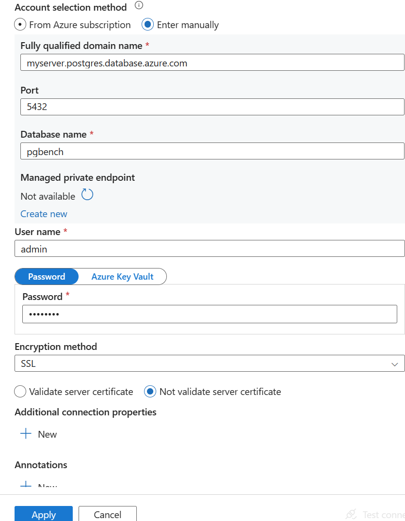 使用 Azure Private Link 連線到 Azure Data Factory 私人網路管線 Azure Database For Postgresql Flexible