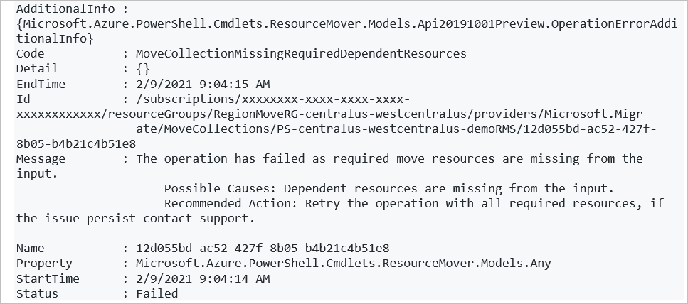 在 Azure Resource Mover 中使用 Powershell 跨區域移動資源 Microsoft Learn