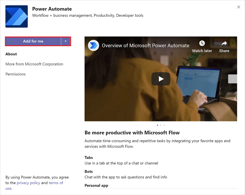 在 Microsoft Teams 中安裝 Power Automate應用程式 Power Automate Microsoft Learn 2705